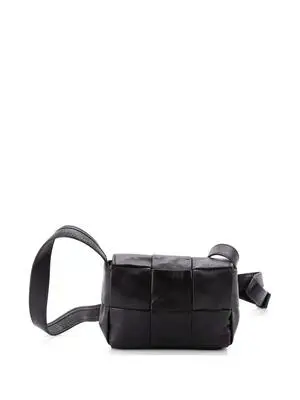 Bottega Veneta Cassette Maxi Intrecciato Leather Crossbody Bag - Black
