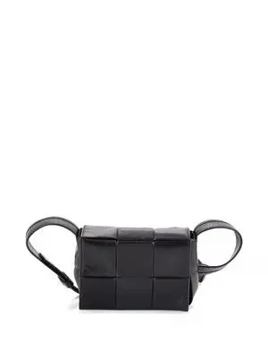 Bottega Veneta Cassette Maxi Intrecciato Leather Crossbody Bag - Black