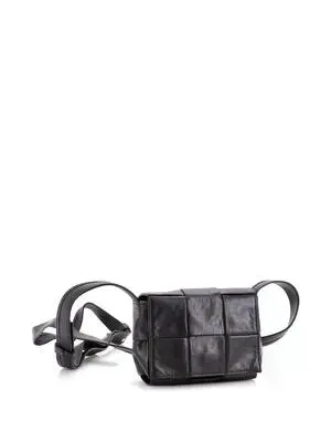 Bottega Veneta Cassette Maxi Intrecciato Leather Crossbody Bag - Black