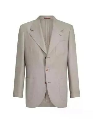 Brunello Cucinelli Linen Micro Chevron Unlined Blazer - Neutrals