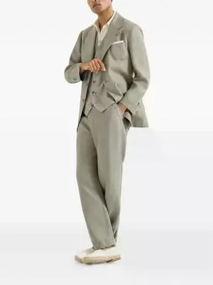 Brunello Cucinelli Linen Micro Chevron Unlined Blazer - Neutrals