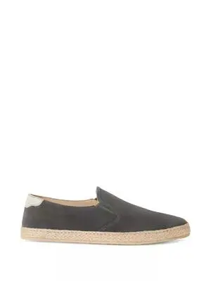 Brunello Cucinelli Suede Slip-ons With Rope Insert - Grey