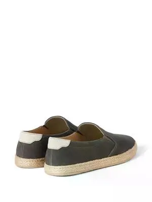 Brunello Cucinelli Suede Slip-ons With Rope Insert - Grey