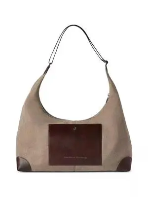Brunello Cucinelli Water-resistant Canvas And Burnished Calfskin Messenger Bag - Brown