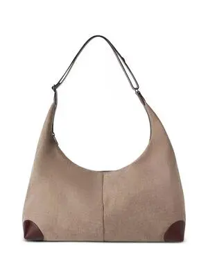 Brunello Cucinelli Water-resistant Messenger Bag In Canvas And Burnished Calfskin