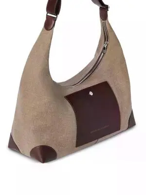 Brunello Cucinelli Water-resistant Messenger Bag In Canvas And Burnished Calfskin