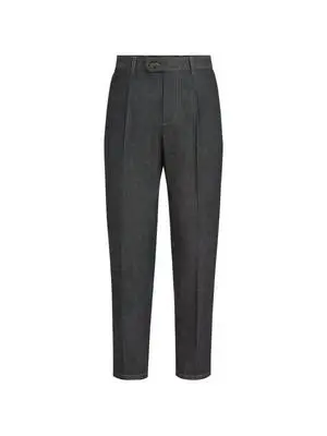 Brunello Cucinelli Lightweight Denim Trousers With Pleat - Blue