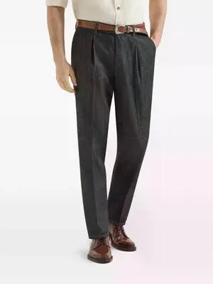 Brunello Cucinelli Lightweight Denim Trousers With Pleat - Blue