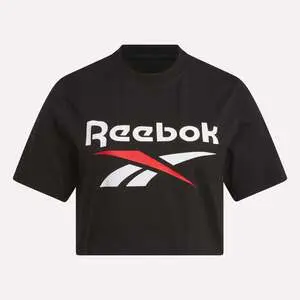 REEBOK Cropped Logo T-shirt - Black