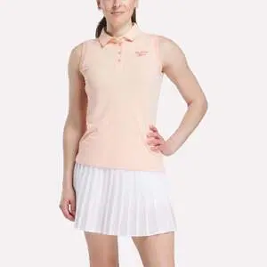 REEBOK Micro Pique Sleeveless Polo Shirt - Future Pink/faded Rose