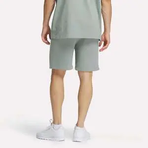 REEBOK Crest Logo Cotton Fleece Relaxed Fit Shorts - Light Fog
