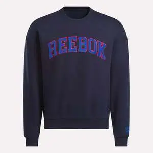 REEBOK Crewneck Sweatshirt With Textured Bouclé Fleece - Vector Navy