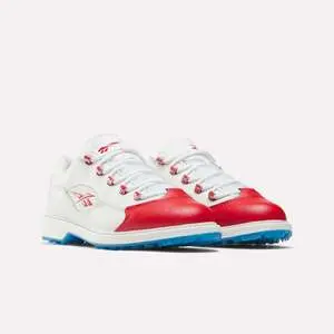 REEBOK Spikeless Golf Shoes With Leather Upper And Contrasting Toe - White/vector Red