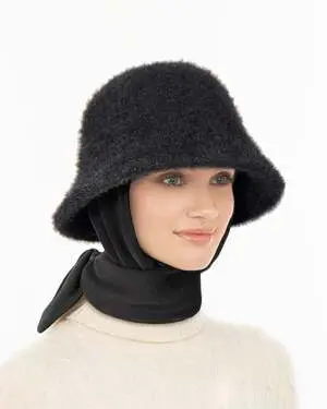 Eric Javits Fuzzy Nylon Bucket Hat - Black