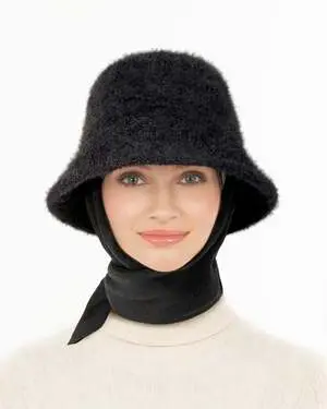 Eric Javits Fuzzy Nylon Bucket Hat - Black