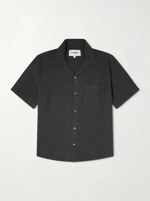 CORRIDOR Convertible-collar Checked Cotton Shirt - Black