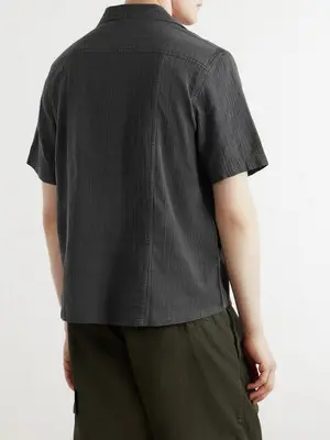 CORRIDOR Convertible-collar Checked Cotton Shirt - Black