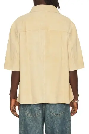 FOUND Suede Short Sleeve Camp Shirt