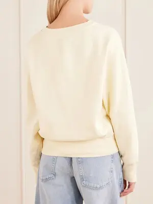 ANINE BING Appliquéd Cotton-fleece Sweatshirt - Neutrals
