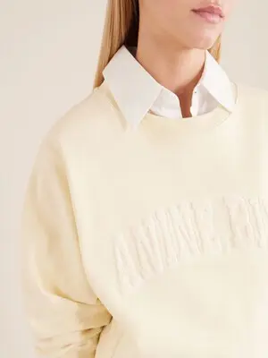 ANINE BING Appliquéd Cotton-fleece Sweatshirt - Neutrals