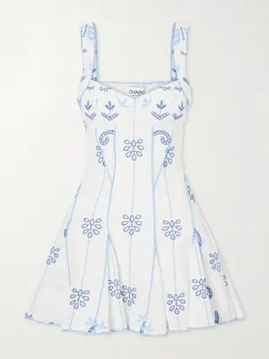 Charo Ruiz Ibiza Arissa Broderie Anglaise Mini Dress - Blue