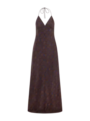 Matteau Printed Silk-crepe De Chine Halterneck Maxi Dress - Brown