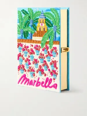 OLYMPIA LE-TAN Marbella Appliquéd Embroidered Canvas Clutch - Multi