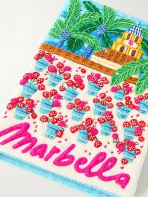 OLYMPIA LE-TAN Marbella Appliquéd Embroidered Canvas Clutch - Multi