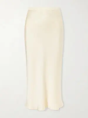ANINE BING Bar Silk-charmeuse Midi Skirt - Neutrals