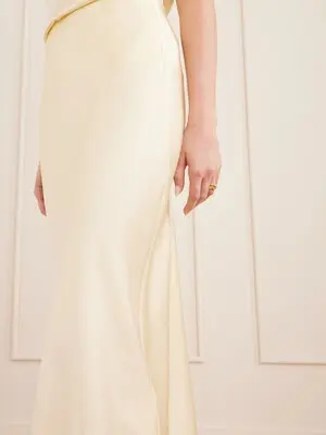 ANINE BING Bar Silk-charmeuse Midi Skirt - Neutrals