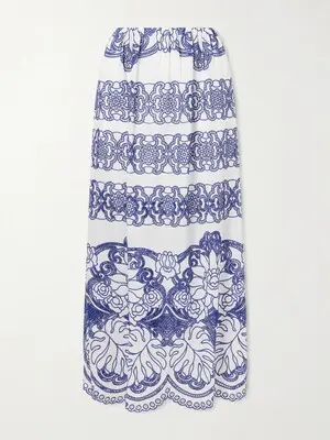 Borgo De Nor Belan Scalloped Broderie Anglaise Maxi Skirt - Blue