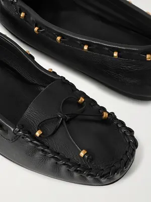 Khaite Milly Embellished Textured-leather Loafers - Black