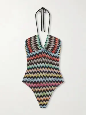 Missoni Striped Metallic Crochet-knit Swimsuit - Multi