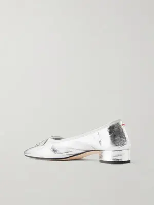 AeydĒ Onda Bow-detailed Crinkled Metallic Leather Pumps - Silver