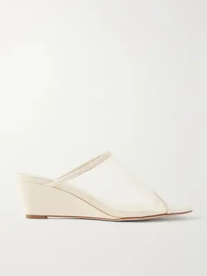 AeydĒ Suzanne Mesh And Leather Wedge Sandals - Neutrals