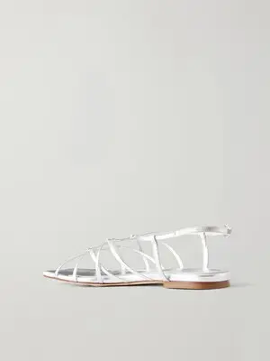 AeydĒ Anisa Leather Flat Sandals - Silver