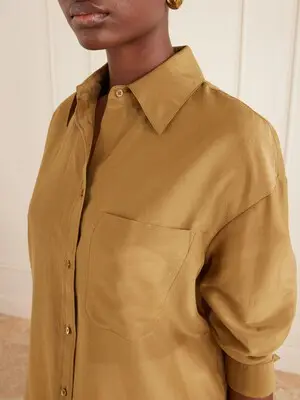 TWP Big Joe" Cotton And Silk-blend Shirt - Neutrals