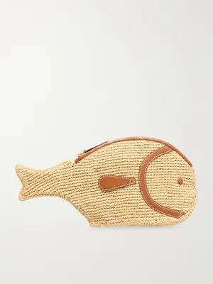 Staud Pesce Raffia Clutch - Neutrals