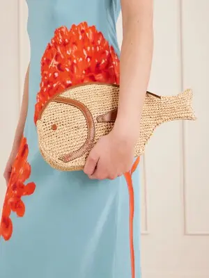Staud Pesce Raffia Clutch - Neutrals