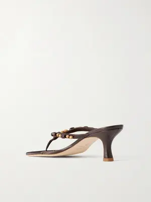 Staud Freja Bead-embellished Thong Sandals - Brown