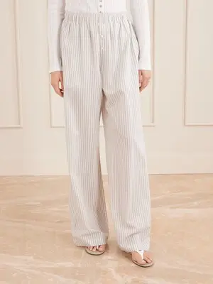 RÓHE Striped Silk And Cotton-blend Wide-leg Pants - White