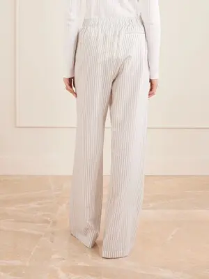 RÓHE Striped Silk And Cotton-blend Wide-leg Pants - White