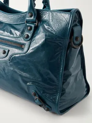Balenciaga Le City Studded Leather Tote - Blue