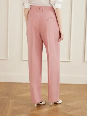 BLAZÉ MILANO Sun Fox Pleated Linen Pants - Pink