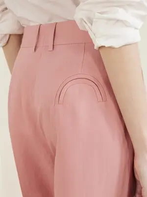 BLAZÉ MILANO Sun Fox Pleated Linen Pants - Pink