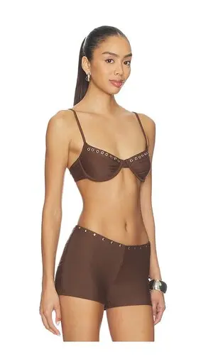 With Jéan Julia Studded Bikini Top - Chocolate