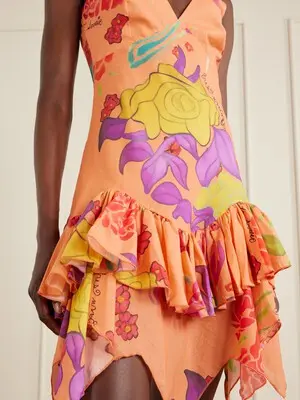 DONDE ESTEBAN Guava Flores Printed Mini Dress - Orange