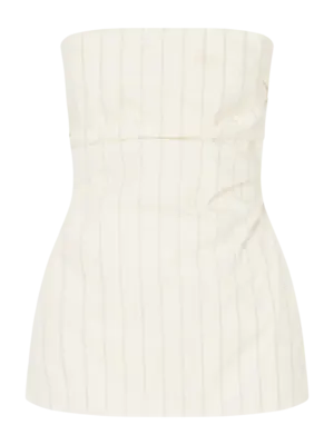 ST. AGNI Strapless Pinstriped Top - Neutrals