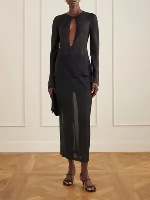 COLLEEN ALLEN Cut-out Silk-chiffon Blouse