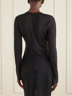 COLLEEN ALLEN Cut-out Silk-chiffon Blouse